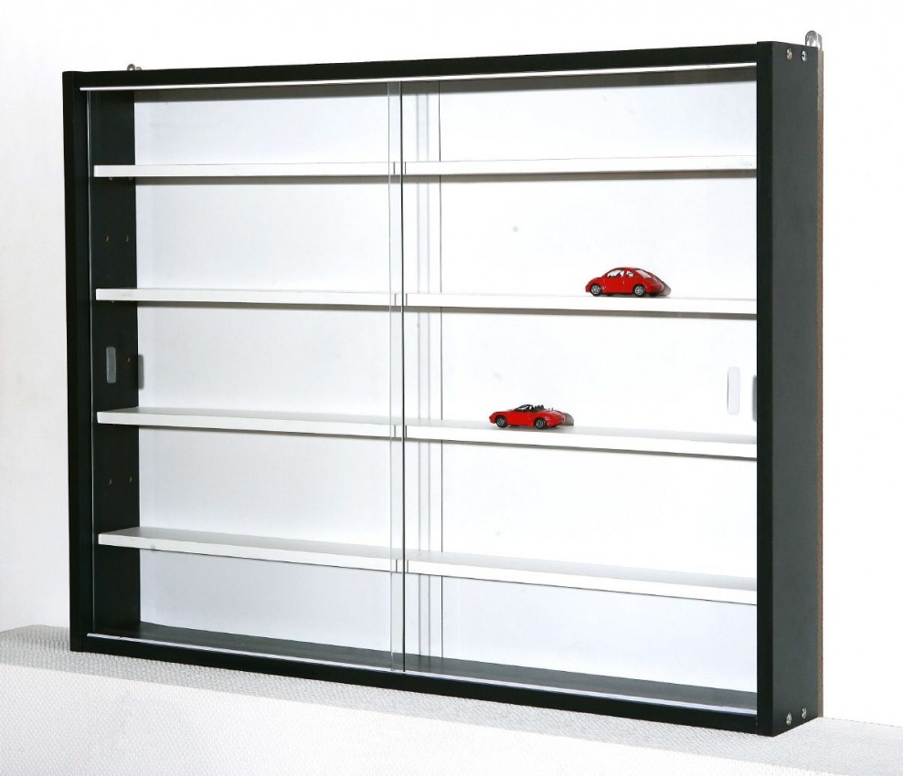 Fali üveges vitrin/polcos szekrényke fekete/fehér - BabaVár Baba és ...